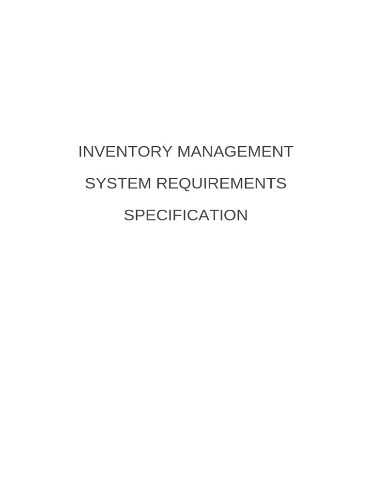 Inventory Management System Requirements Specification. | PDF | Inventory | Forecasting