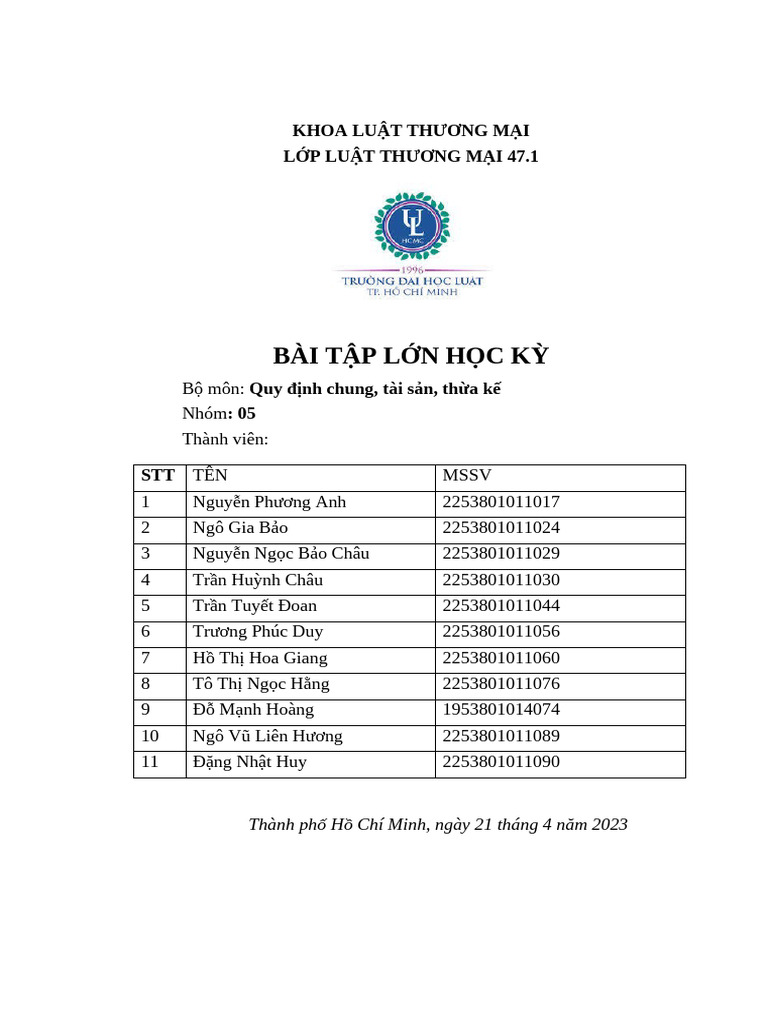 BTDS LỚN HỌC KỲ | PDF