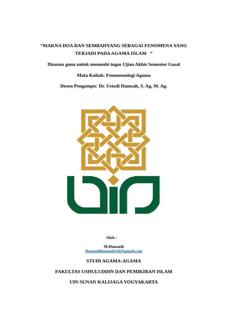 Fenomenologi, Doa Daan Sembahyang M.humaidi | PDF