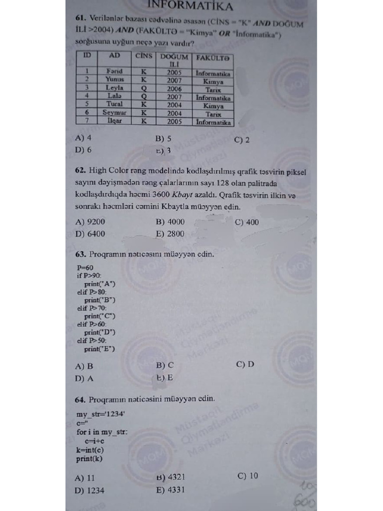 Test Informatika 11 | PDF
