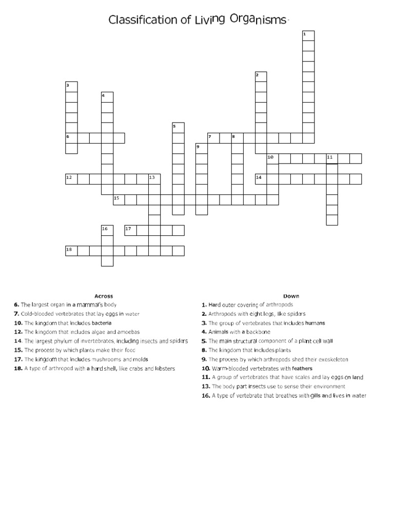 Classification Crossword grADE 10 | PDF