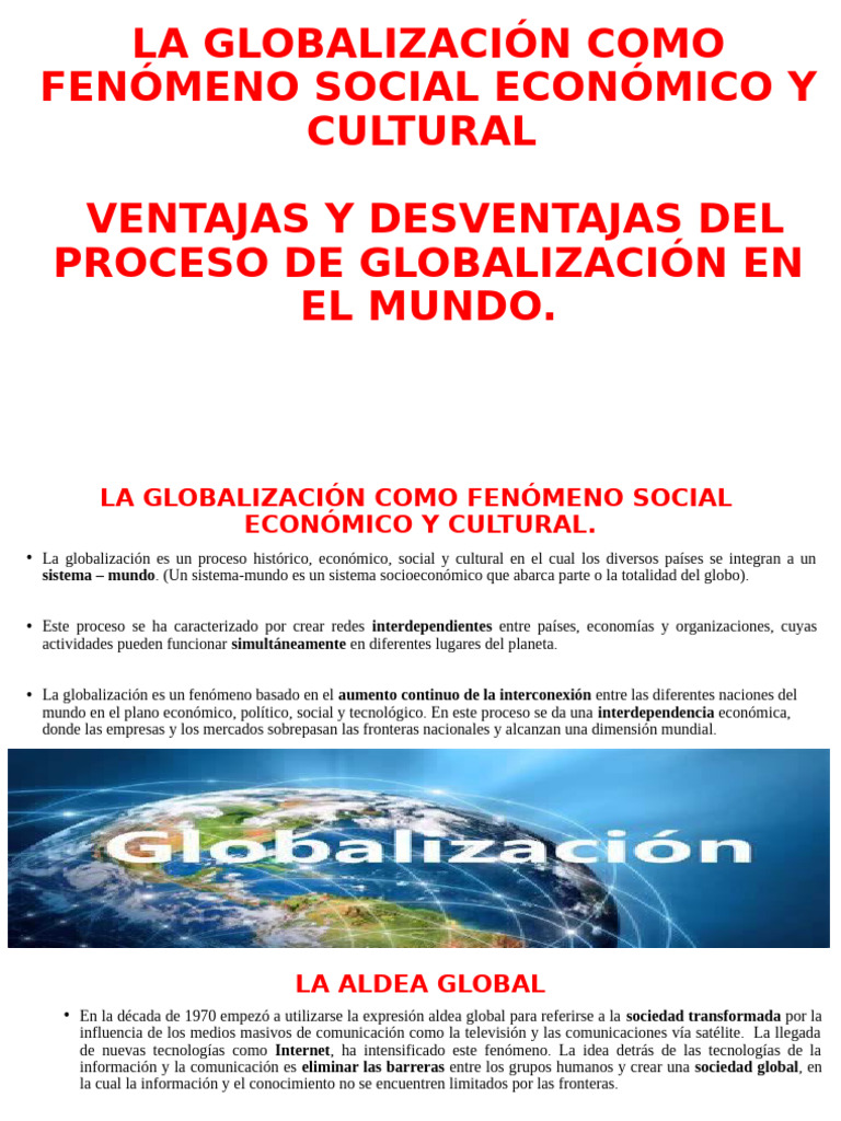 02 La Globalización Como Fenómeno Social Económico y Cultural - Ventajas y Desventajas Del ...