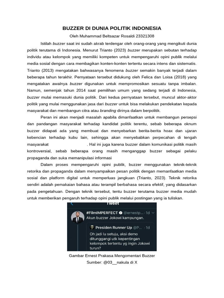BUZZER DI DUNIA POLITIK INDONESIA | PDF