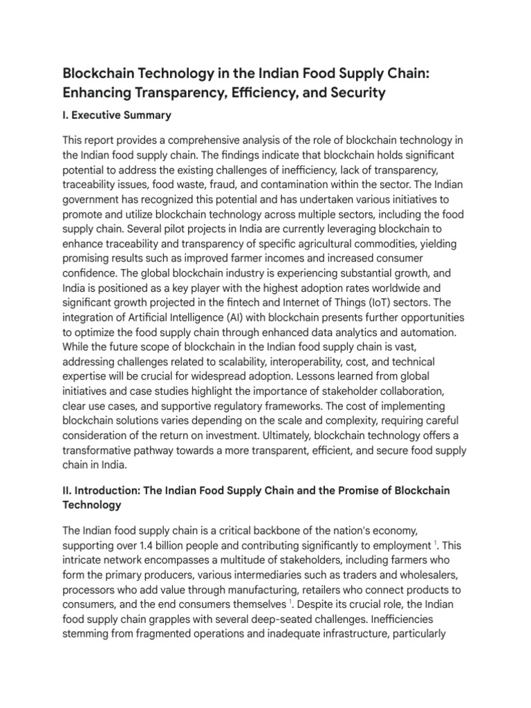 Blockchain's Impact on India's Food Supply | PDF | Supply Chain ...