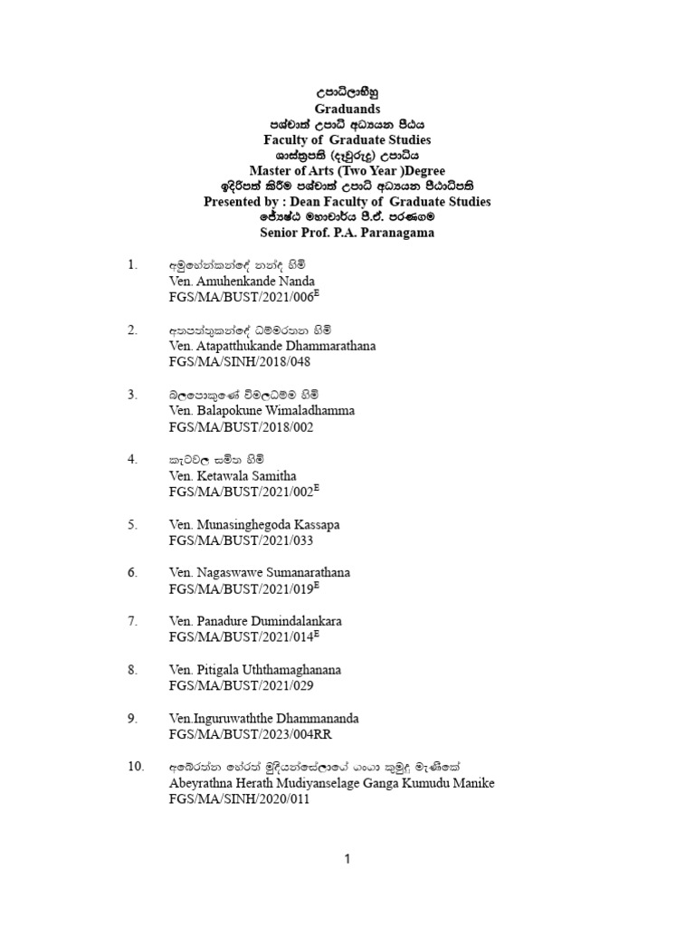 250423 Student Name List - 2nd Session | PDF