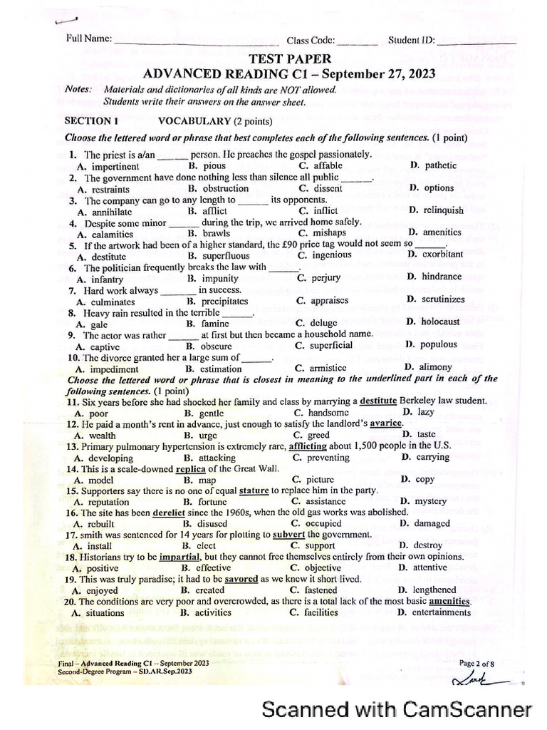 Advanced Reading C1 - Sep 27, 2023 | PDF
