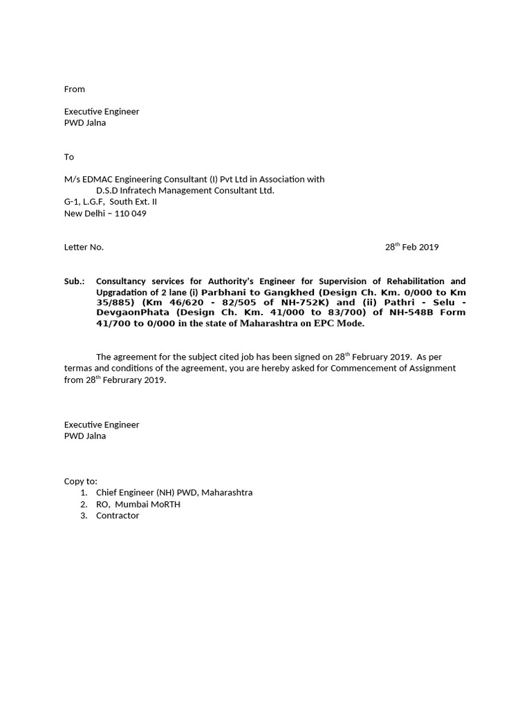 Draft commencement letter | PDF