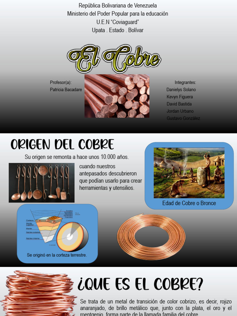 Propiedades y Usos del Cobre en Venezuela | PDF | Cobre | Rieles