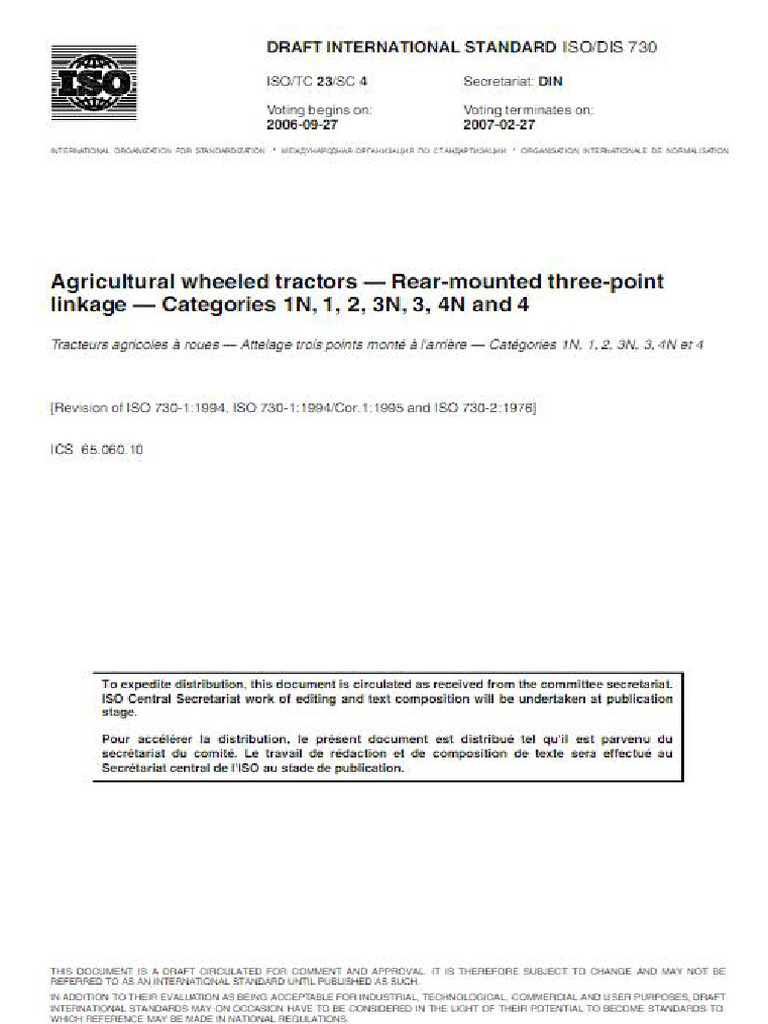 IS0 730-l Agricultural Wheeled Tractors - Rear-Mounted Three-Point ...