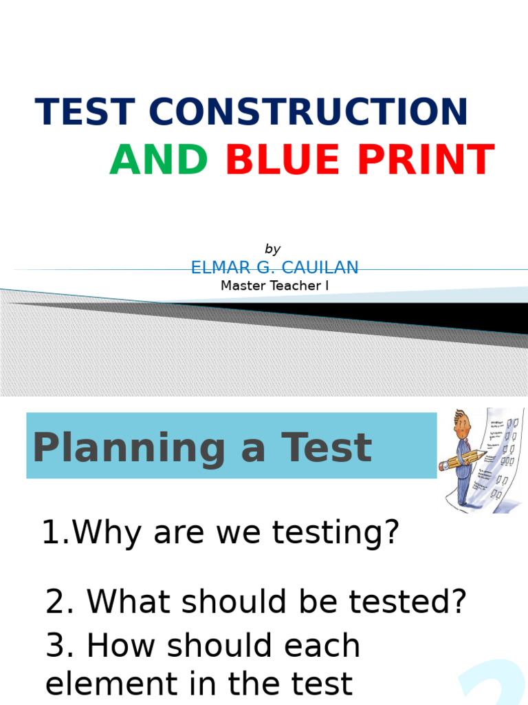 Test Construction and Blueprint Guide | PDF | Educational Assessment ...