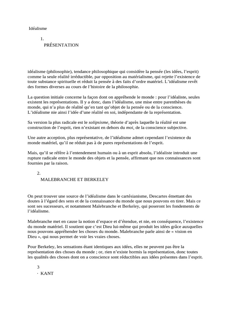 Idéalisme | PDF | Idéalisme | Théories métaphysiques