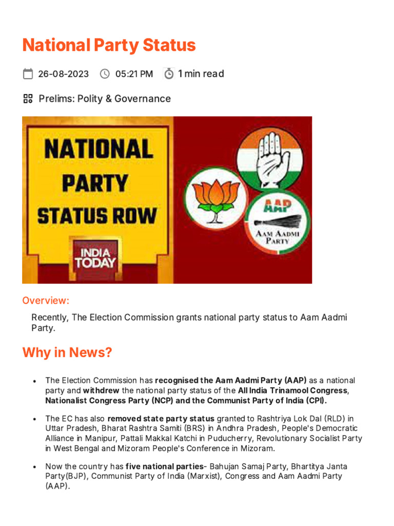 AAP Gains National Party Status | PDF