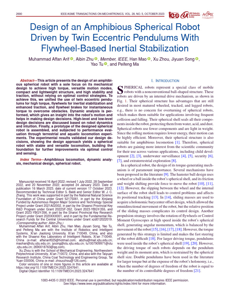 Design of An Amphibious Spherical Robot Driven by Twin Eccentric ...