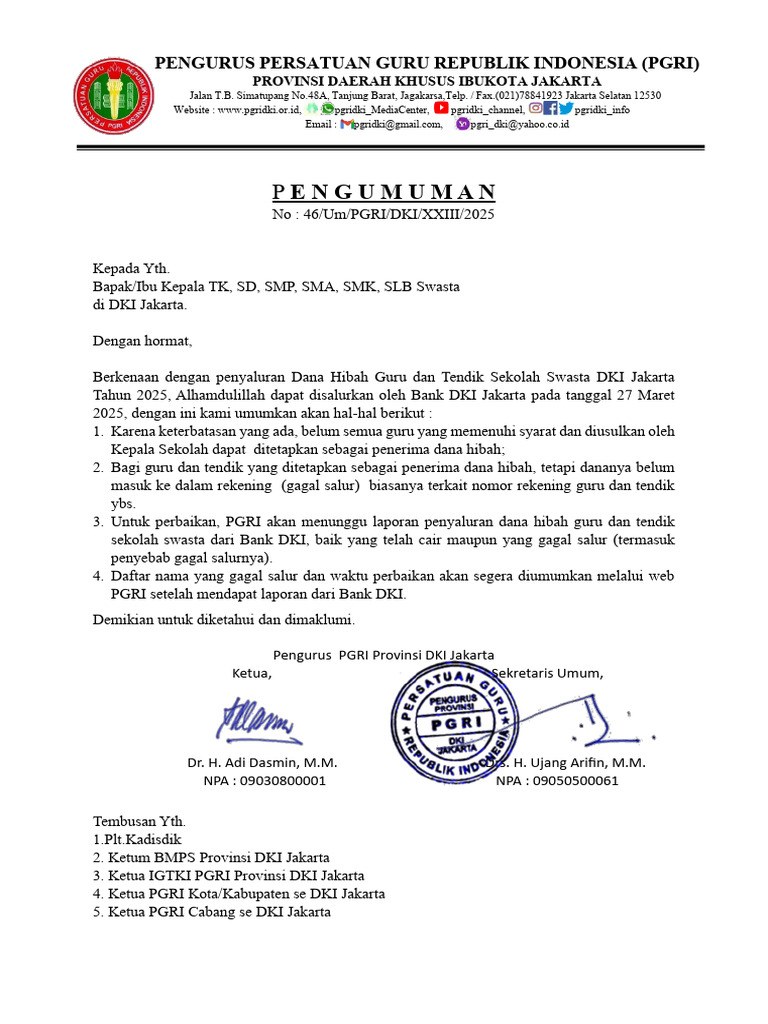 Pengumuman Perbaikan Dahib 2025 | PDF