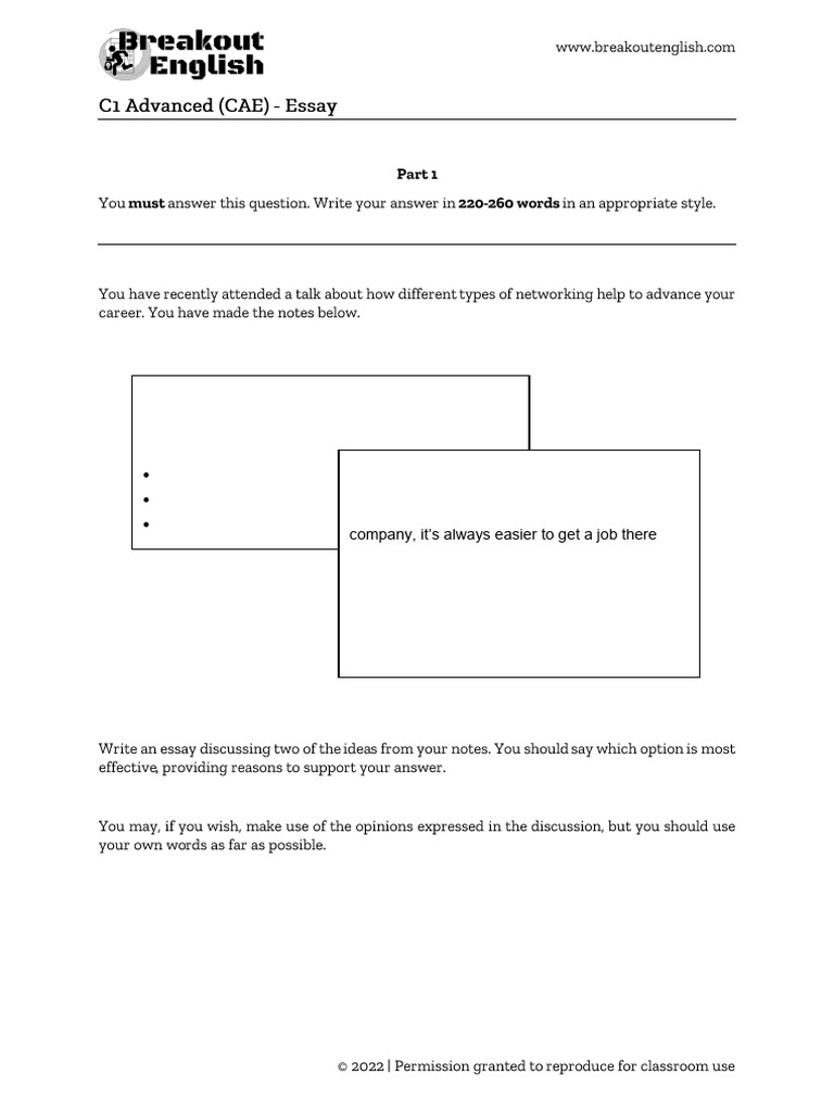 C1 Advanced Essay C Networking | PDF