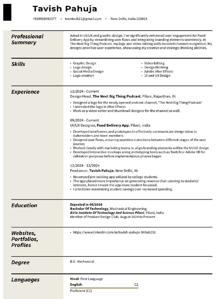 Tavish Resume2 | PDF