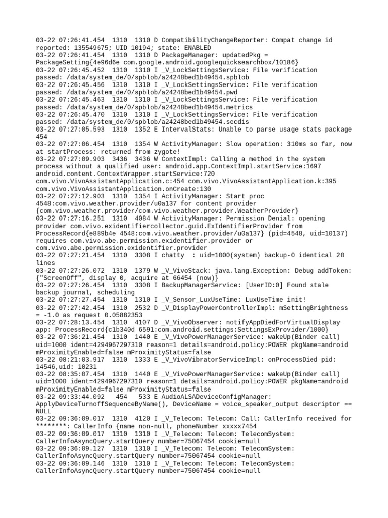 Android System Log Analysis | PDF | Computer Programming | Operating System Technology