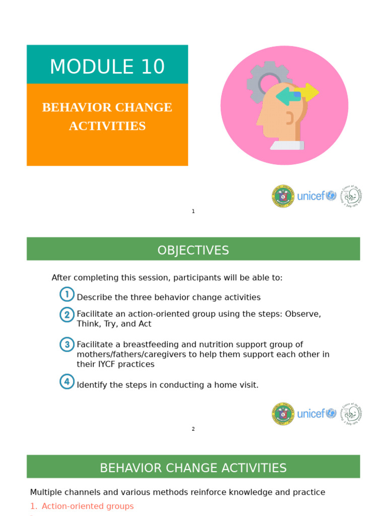 Module 10-Behavior Change Activities | PDF | Learning | Breastfeeding