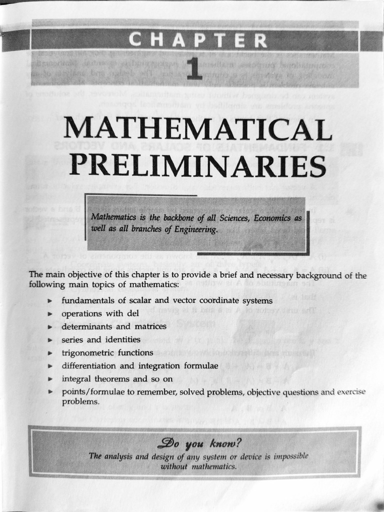 Mathematical Preliminaries | PDF