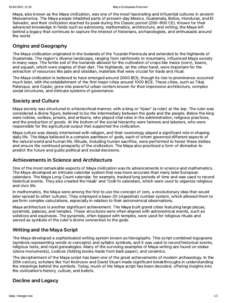 Maya Civilization: Legacy and Contributions | PDF | Maya Civilization ...
