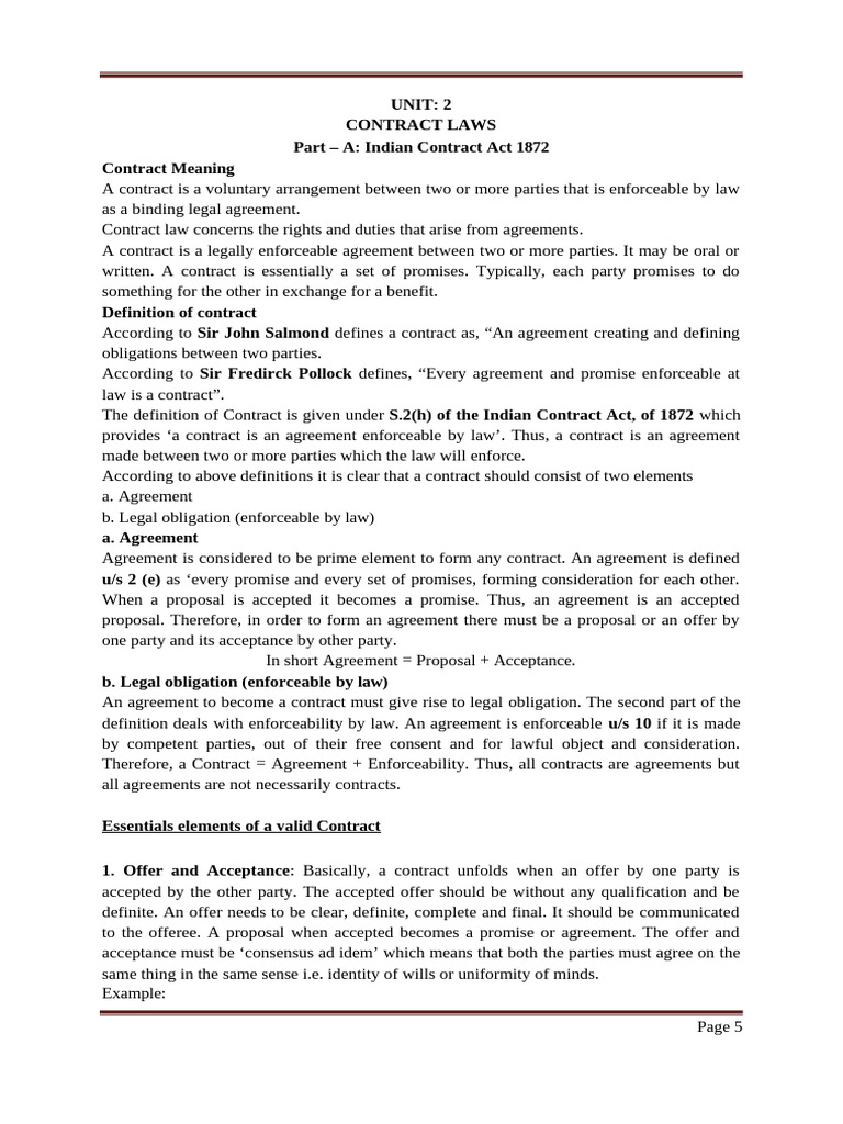 UNIT 2 CONTRACT LAWS | PDF | Breach Of Contract | Implied Warranty