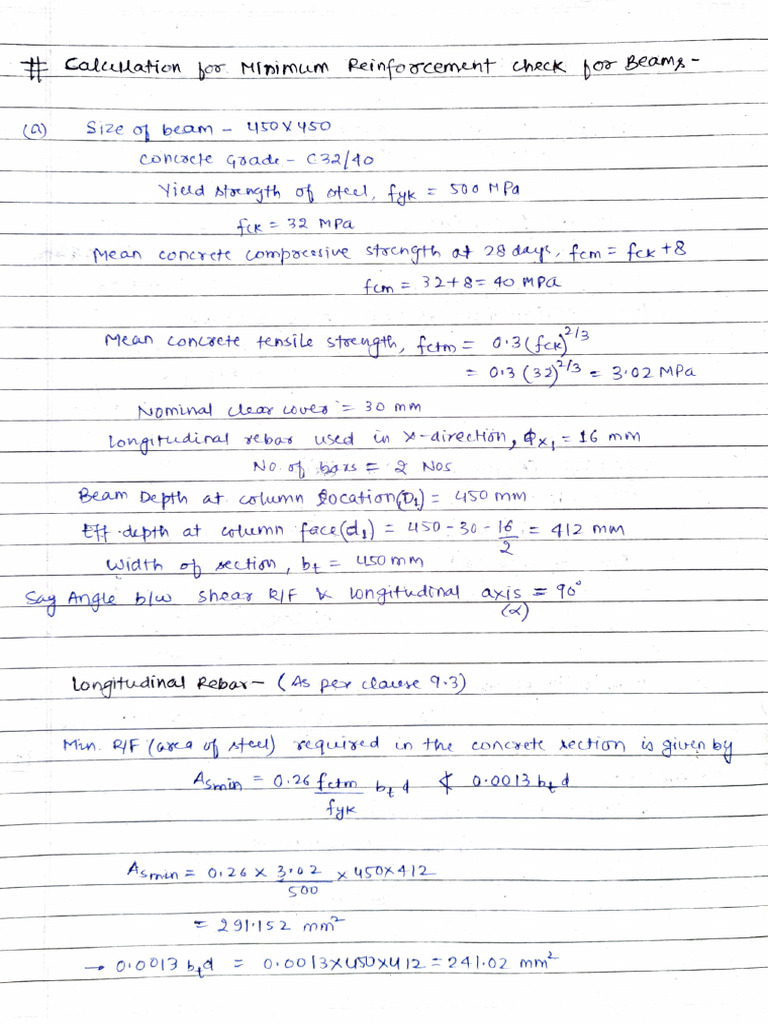 Beam Min Reinforcement Manual Calc | PDF