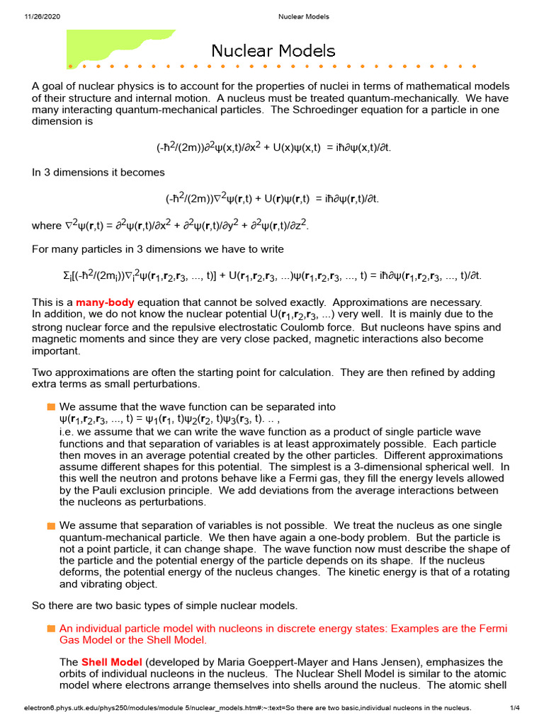 Nuclear Models | PDF | Atomic Nucleus | Neutron