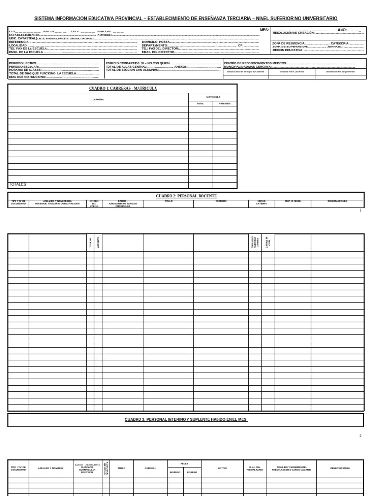 Planilla Terciaria | PDF