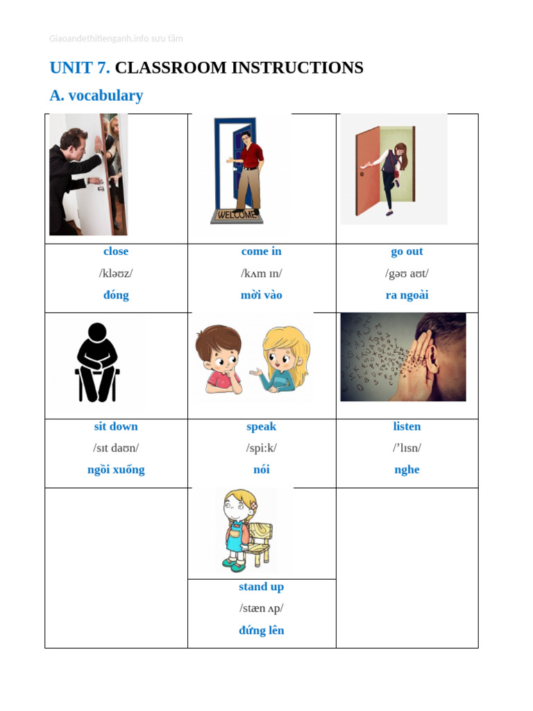 UNIT 7. CLASSROOM INSTRUCTIONS | PDF | Human Communication | Linguistics