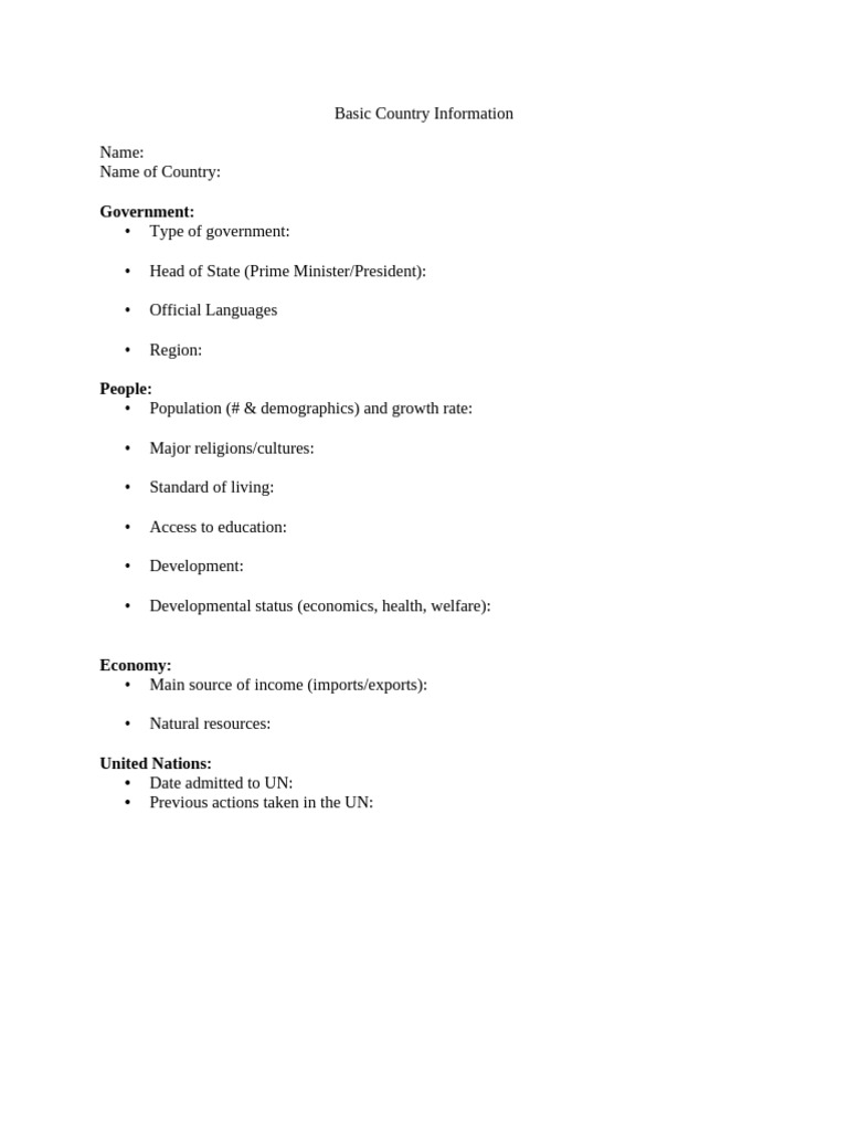 Basic Country Information | PDF