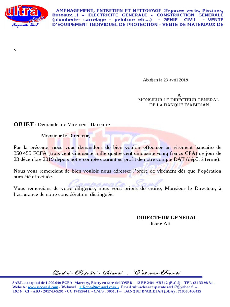 Demande de Virement Bancaire | PDF