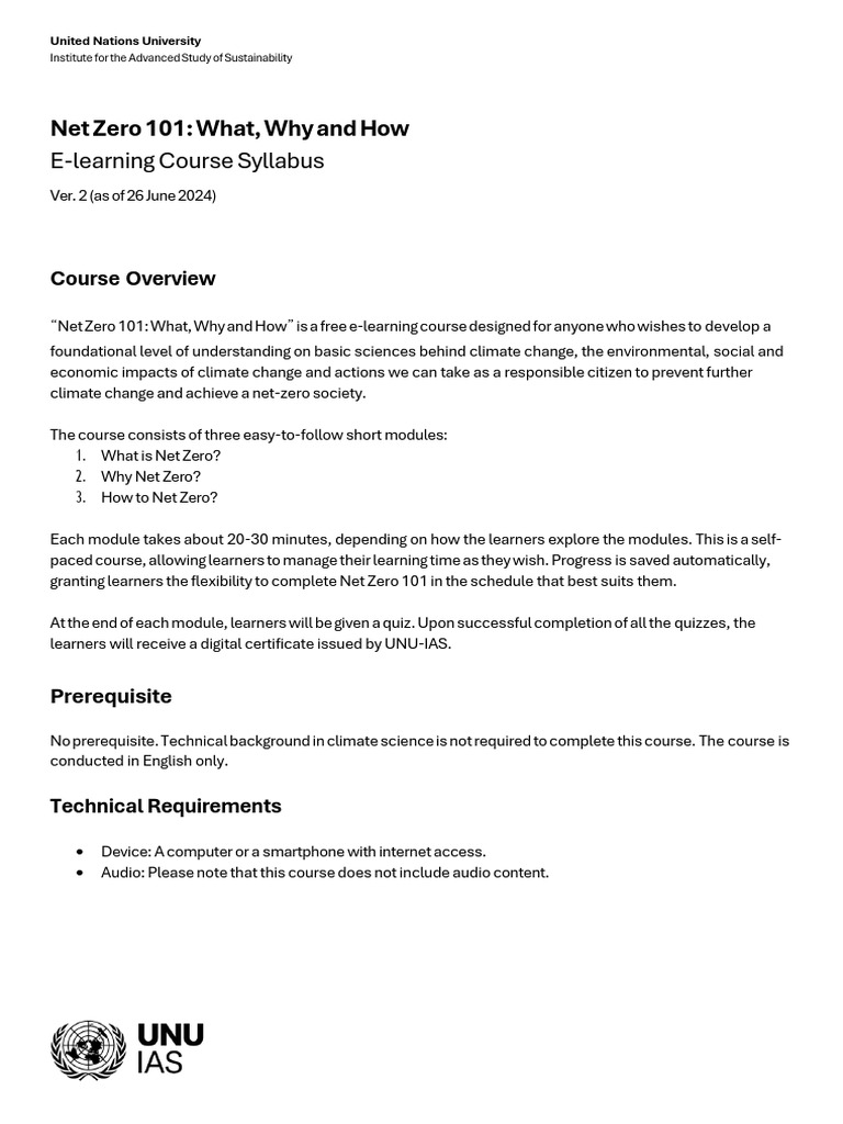 Net Zero 101 E-Learning Course Syllabus | PDF | Climate Change | Carbon ...