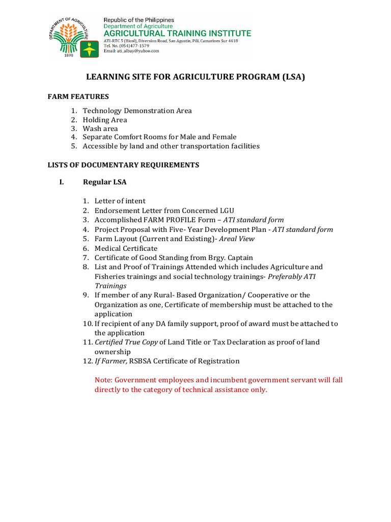LSA List of Documentary Requirements | PDF
