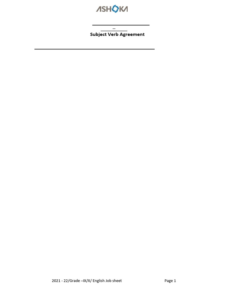 SubJect Verb Concord | PDF