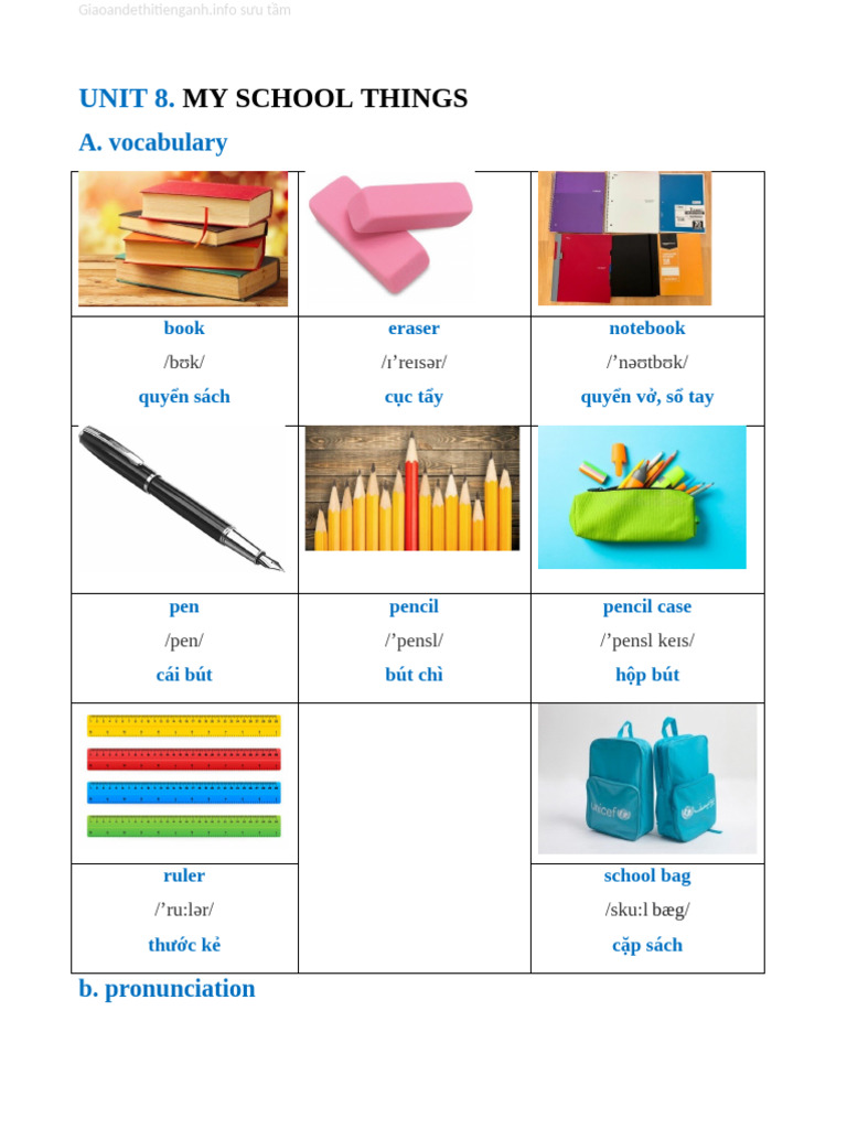 Unit 8. My School Things | PDF | English Language | Linguistics