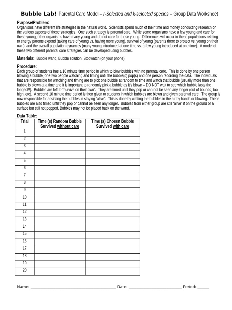 Bubble Lab: Parental Care Strategies | PDF | Zoology
