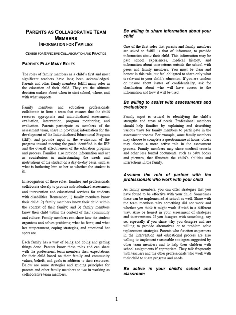 Parents Collaborative Members | PDF | Individualized Education Program ...
