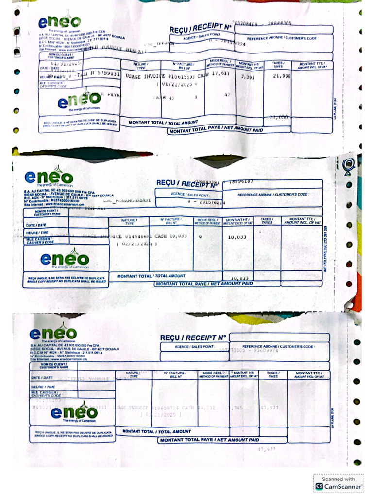 Recu D'eneo Janv, Fev, Mars 2025 | PDF