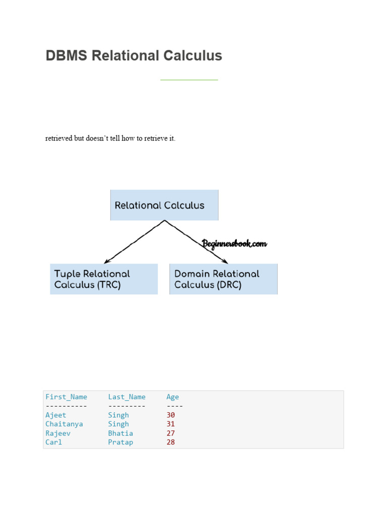 Relational Calculus in DBMS | PDF