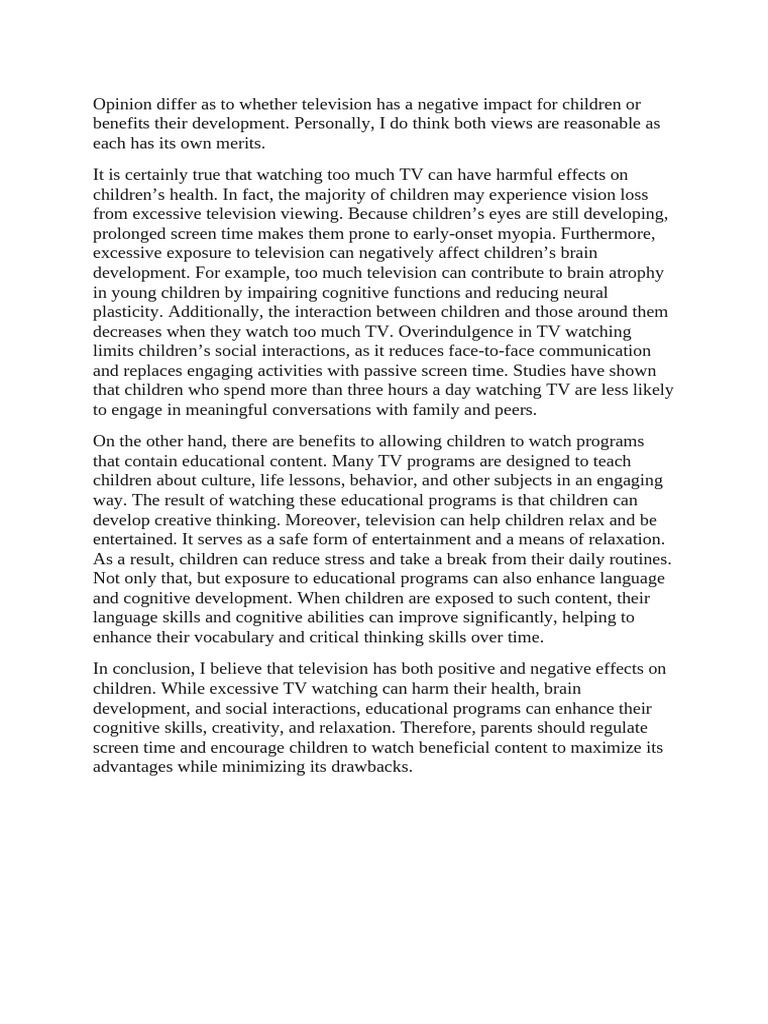 The Impact of TV On Children | PDF