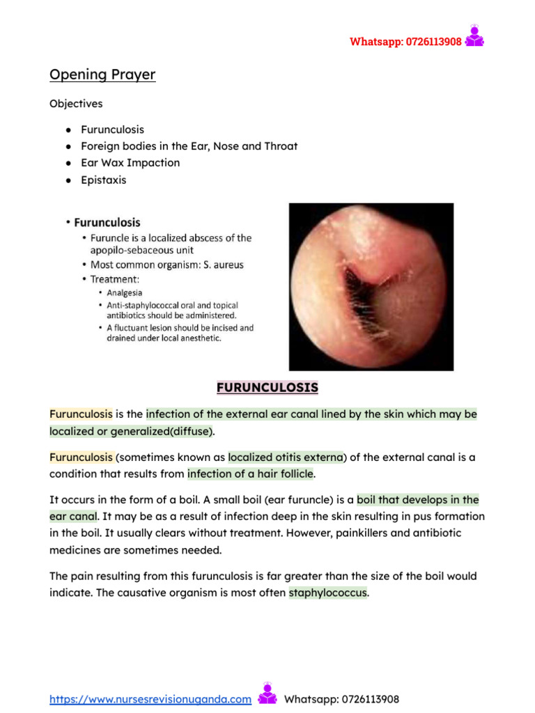 Understanding Ear Furunculosis Symptoms | PDF | Bleeding | Coagulation