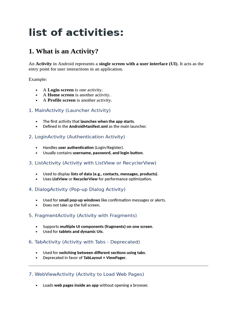 UNIT-1( Activities,lifecycle) imp | PDF | Mobile App | Android (Operating System)