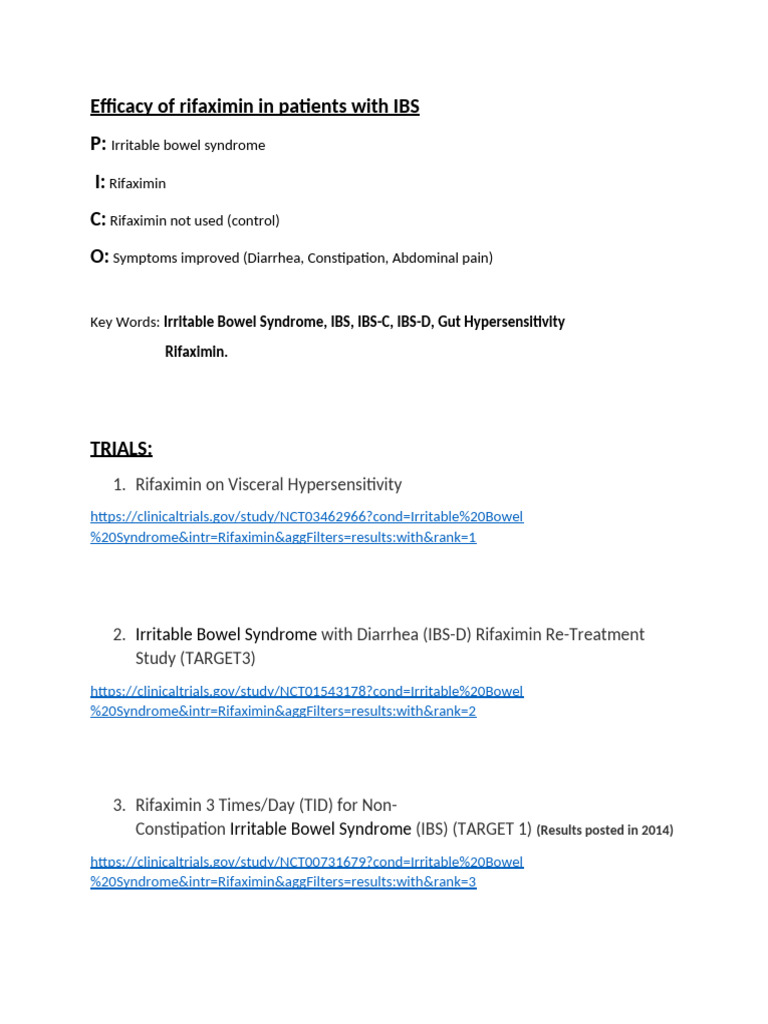 Efficacy of Rifaximin in Patients With IBS | PDF