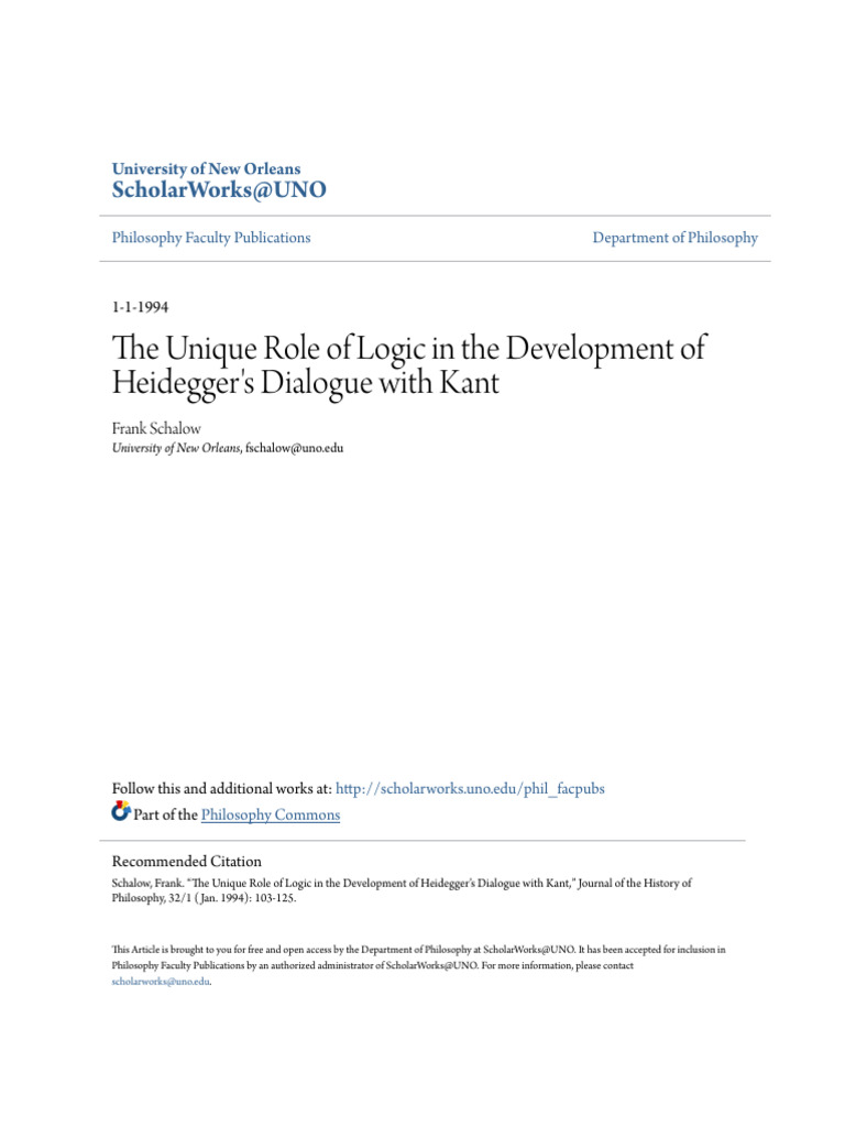 The Unique Role of Logic in the Development of Heideggers Dialog | PDF ...