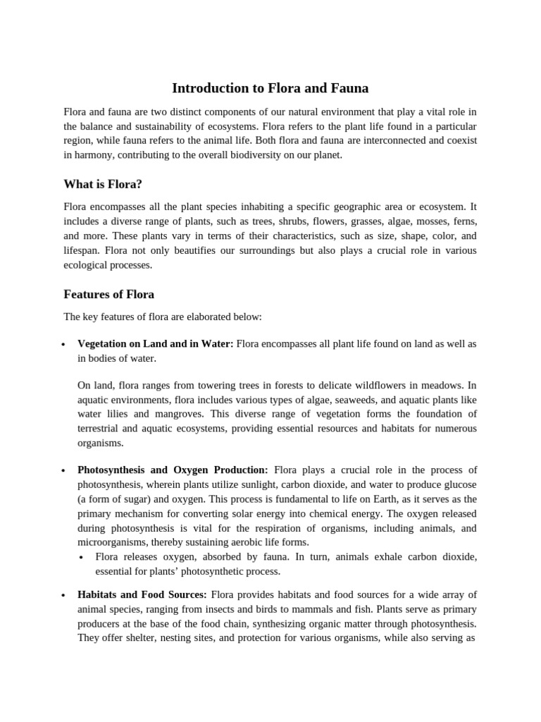 Importance of Flora and Fauna | PDF | Foods | Plants