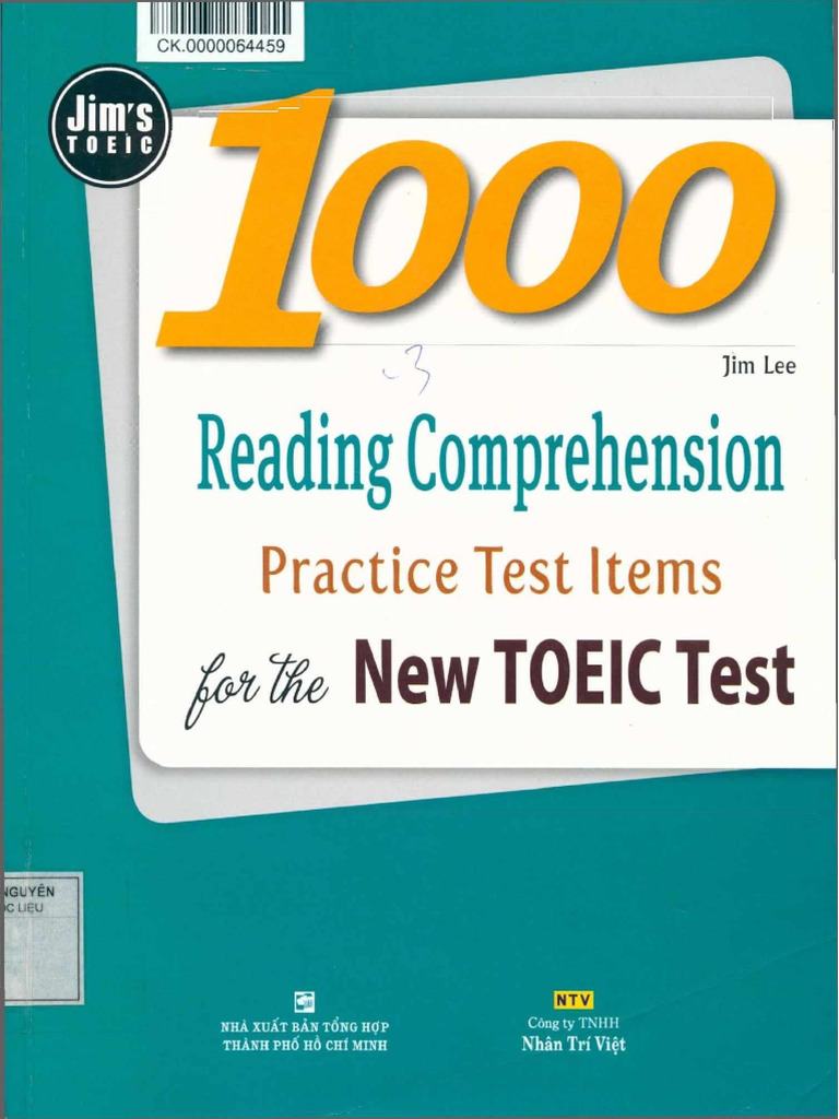 1000 Reading Comprehension Practice Test Items For The New Toeic Test ...