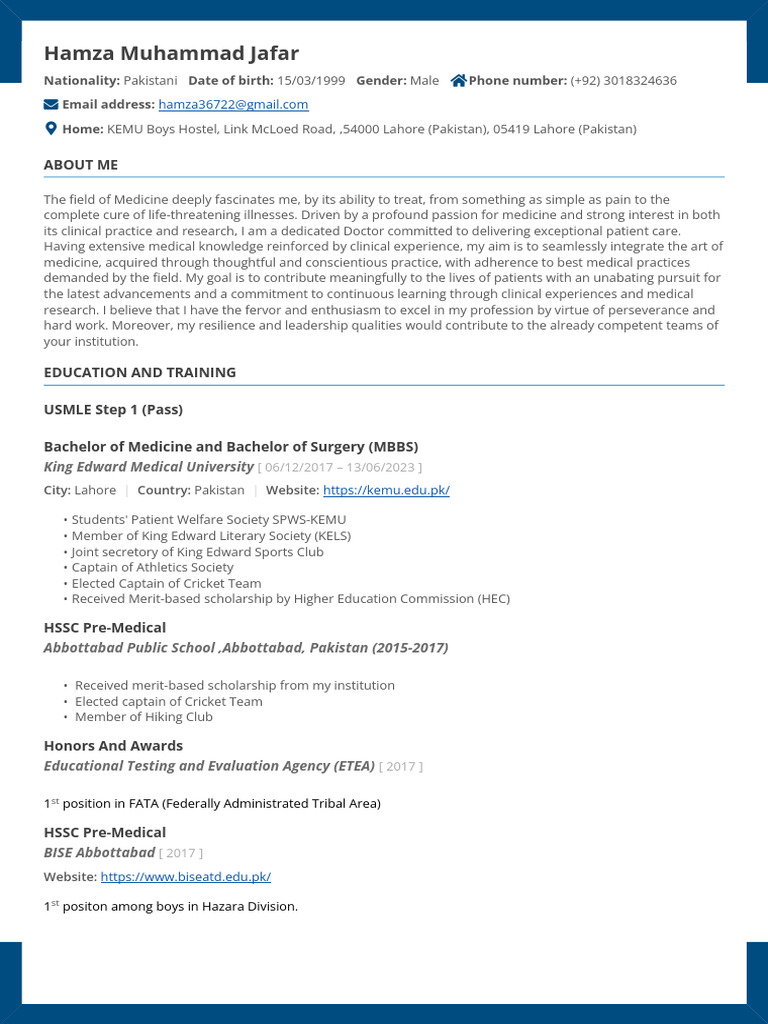 Hamza Muhammad Jafar: About Me | PDF | Medicine | Obstetrics