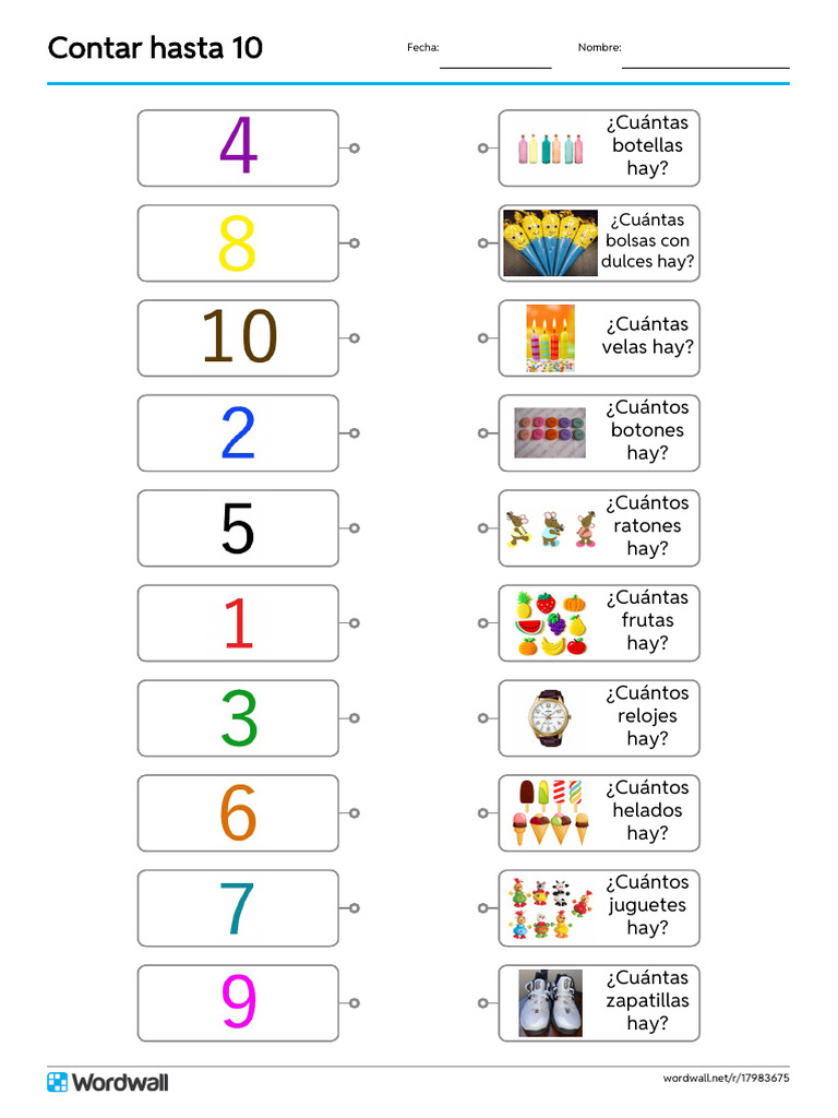 Contar Hasta 10 Emparejamiento Dibujo Lineal | PDF