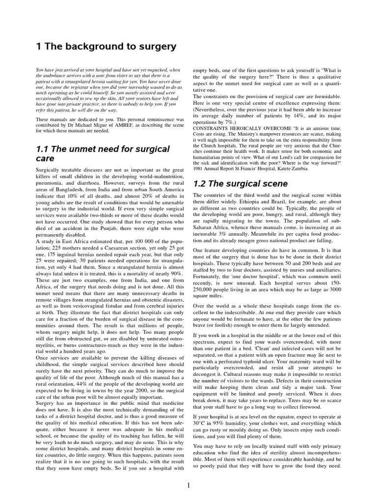 Ch-1 Background To Surgery - 092559 | PDF | Surgery | Hospital