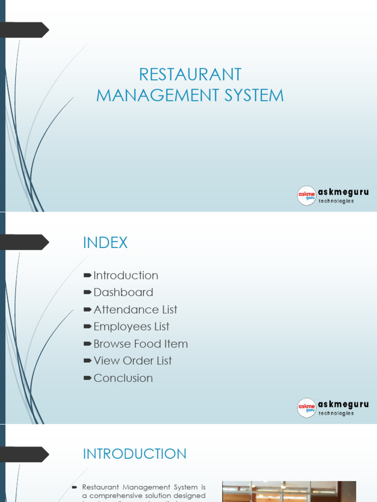 Restaurant Management System | PDF | Menu | Usability